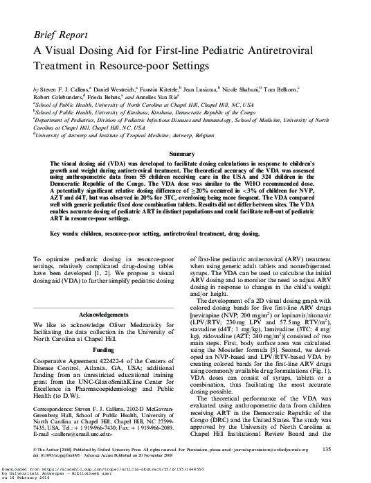 (PDF) A Visual Dosing Aid for First-line Pediatric Antiretroviral ...