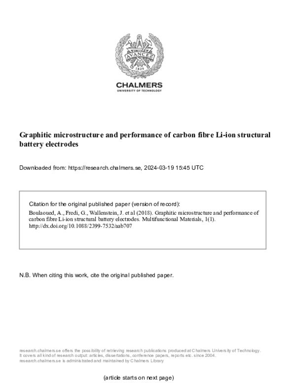 (PDF) Graphitic microstructure and performance of carbon fibre Li-ion ...