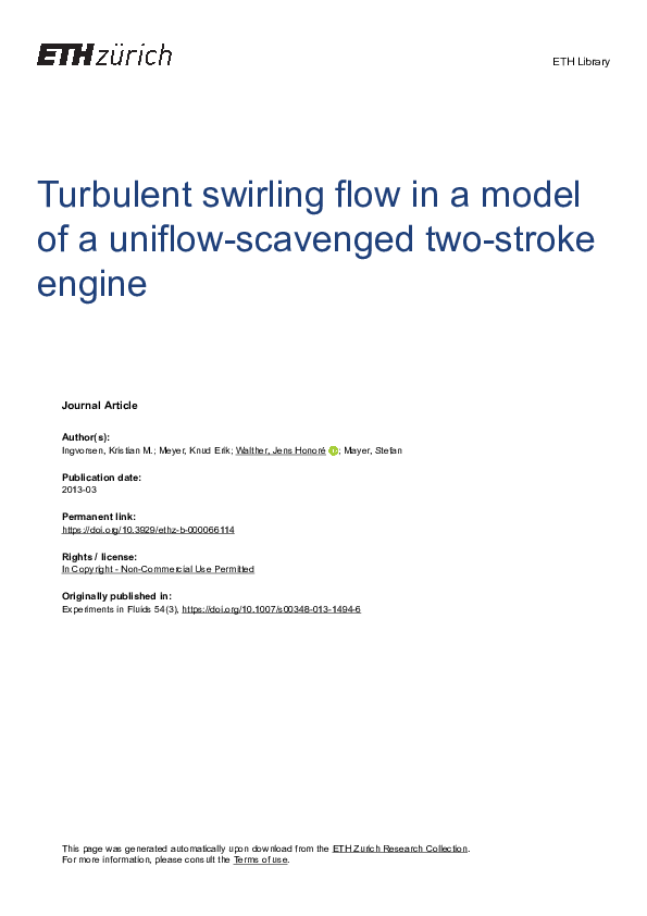 (PDF) Turbulent swirling flow in a model of a uniflow-scavenged two ...