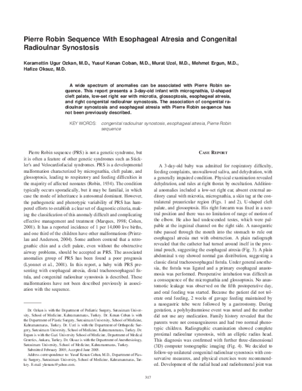 (PDF) Pierre Robin Sequence With Esophageal Atresia and Congenital ...