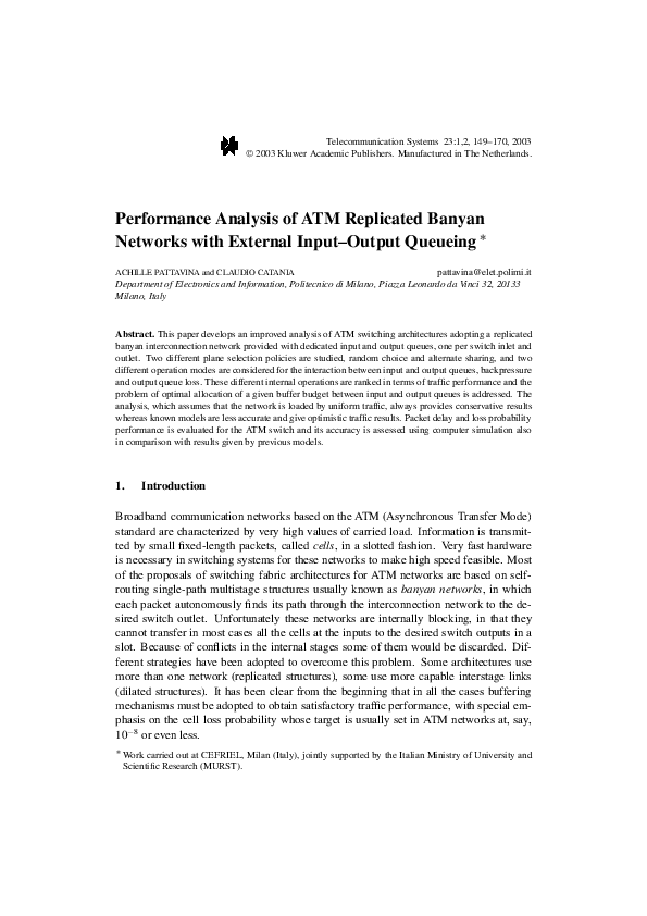 (PDF) Performance Analysis of ATM Replicated Banyan Networks with ...