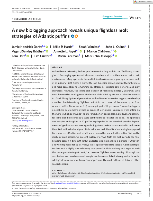 (PDF) A new biologging approach reveals unique flightless molt ...