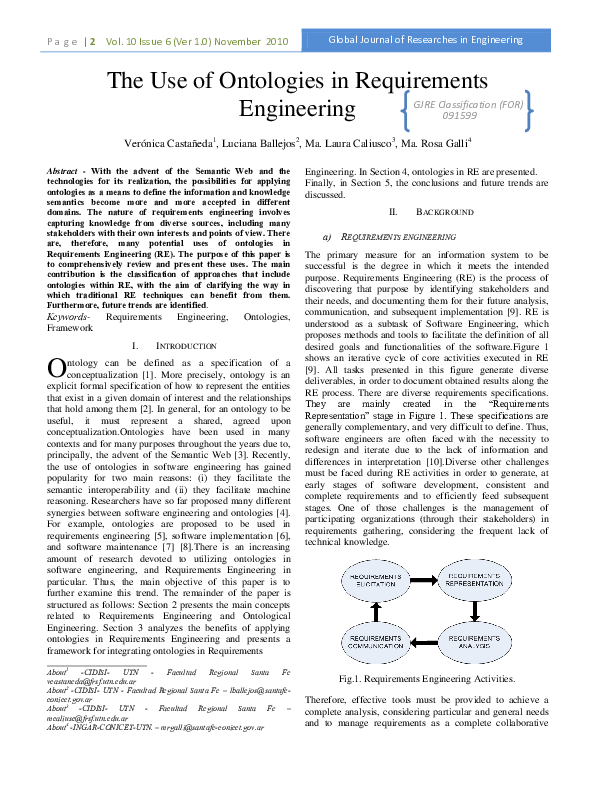 (PDF) The Use of Ontologies in Requirements Engineering