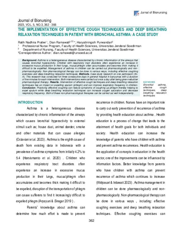(PDF) Case Study: Implementation of Effective Cough Techniques & Deep ...