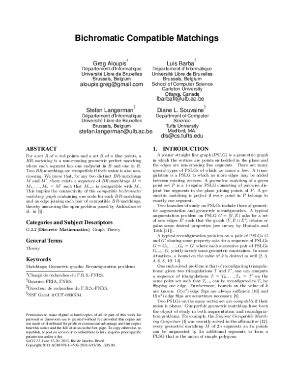 (PDF) Bichromatic compatible matchings