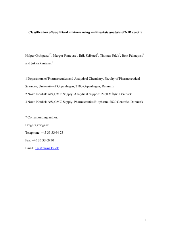 (PDF) Classification of lyophilised mixtures using multivariate ...
