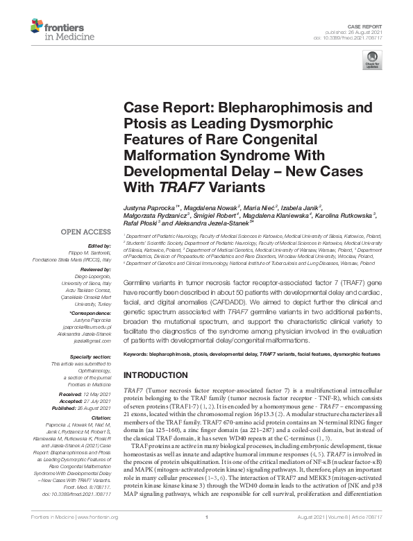 (PDF) Case Report: Blepharophimosis and Ptosis as Leading Dysmorphic ...