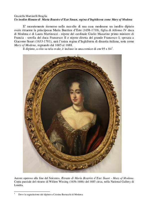 (PDF) Un inedito Ritratto di Maria Beatrice d’Este Stuart, regina d ...