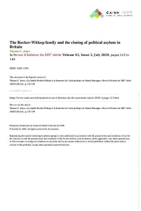 (PDF) The Rocker-Witkop family and the closing of political asylum in ...
