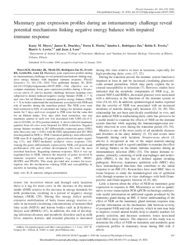 (PDF) Mammary gene expression profiles during an intramammary challenge ...
