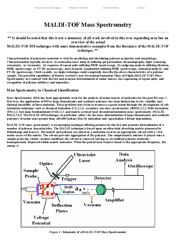 (PDF) MALDI-TOF Mass Spectrometry