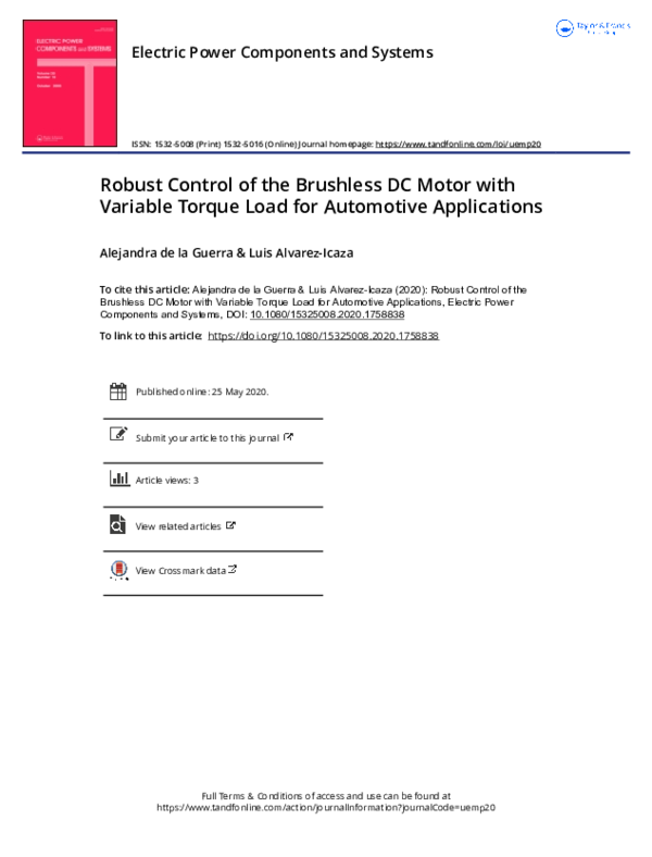 (PDF) Robust Control of the Brushless DC Motor with Variable Torque ...