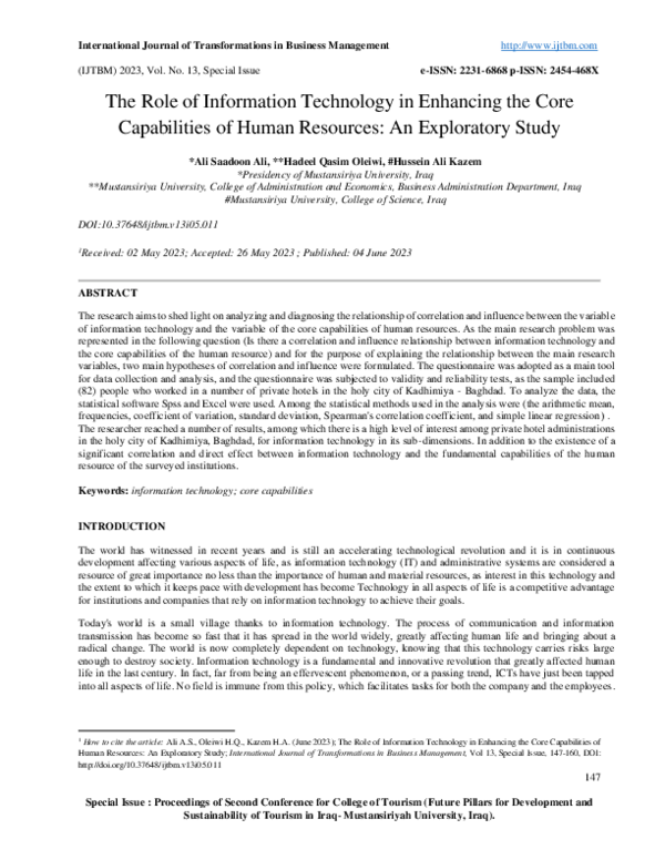 (PDF) The Role of Information Technology in Enhancing the Core Capabilities of Human Resources ...