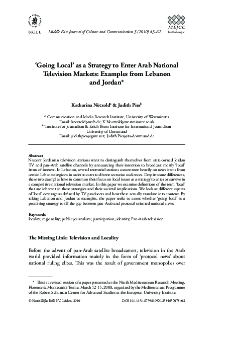 (PDF) Going Local' as a Strategy to Enter Arab National Television ...