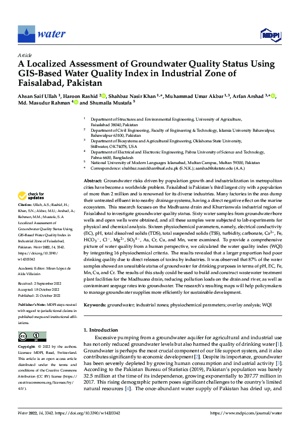 (PDF) A Localized Assessment of Groundwater Quality Status Using GIS-Based Water Quality Index ...