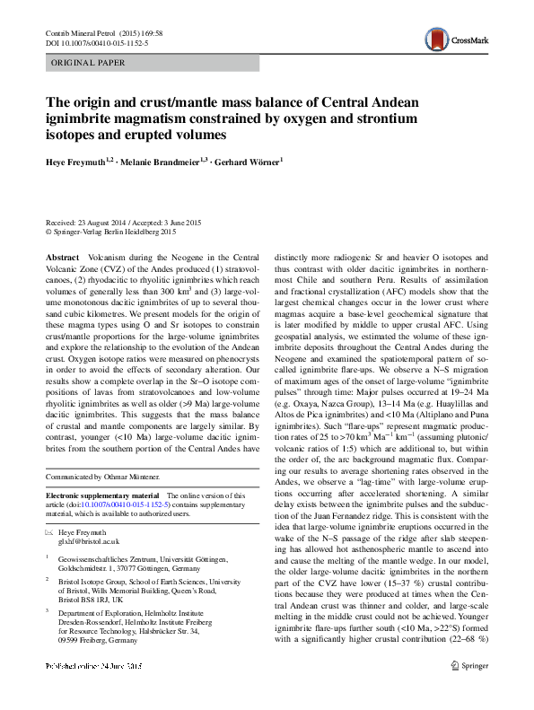 (PDF) The origin and crust/mantle mass balance of Central Andean ...
