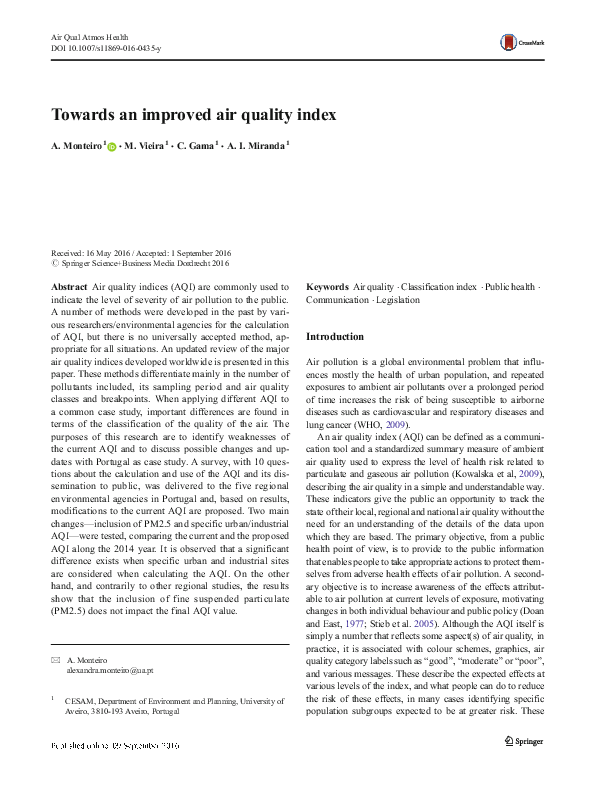 (PDF) Towards an improved air quality index