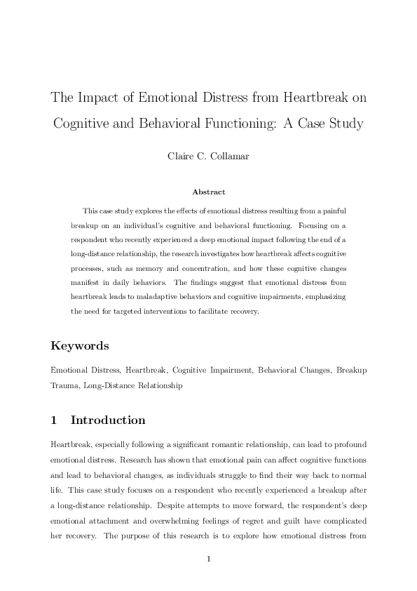 (PDF) The Impact of Emotional Distress from Heartbreak on Cognitive and ...
