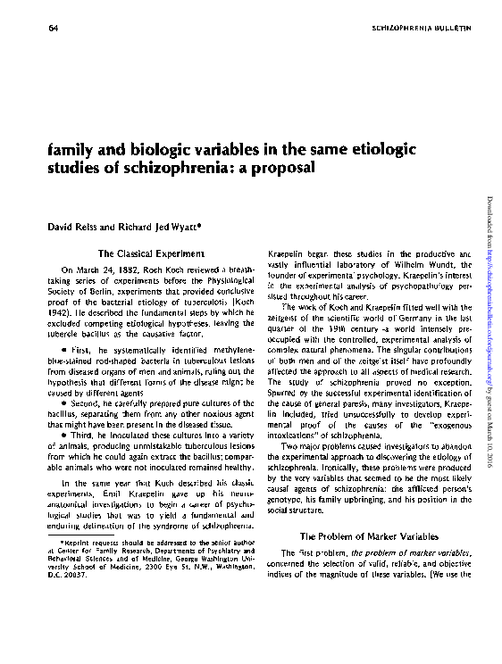 (PDF) Family and Biologic Variables in the Same Etiologic Studies of ...