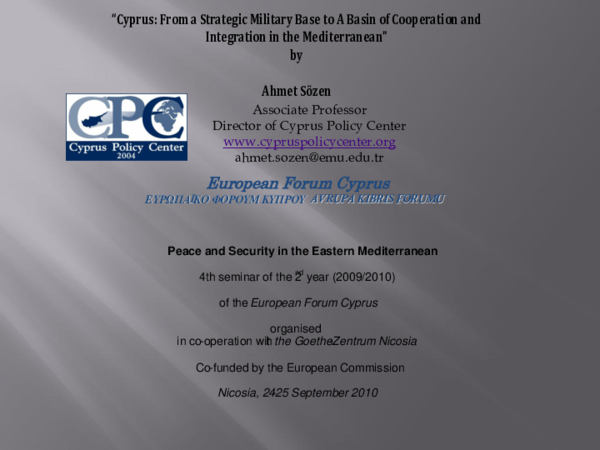 (PDF) Cyprus: From a Strategic Military Base to A Basin of Cooperation ...