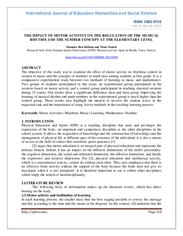 (PDF) The Impact of Motor Activity on the Regulation of the Musical ...