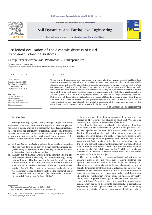 (PDF) Analytical evaluation of the dynamic distress of rigid fixed-base ...