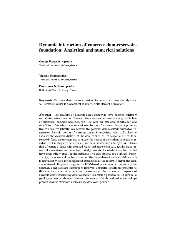 (PDF) Dynamic Interaction of Concrete Dam-Reservoir-Foundation: Analytical and Numerical Solutions