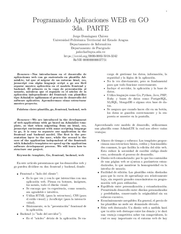 (PDF) Programando Aplicaciones WEB en GO 3da. PARTE