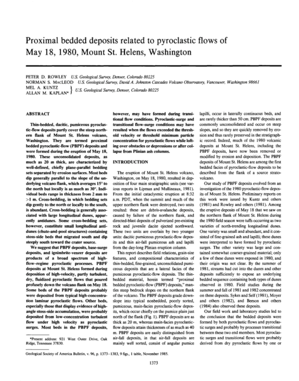 (PDF) Proximal bedded deposits related to pyroclastic flows of May 18 ...