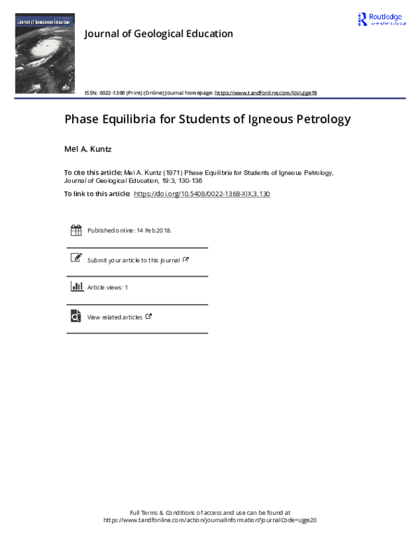 (PDF) Phase Equilibria for Students of Igneous Petrology