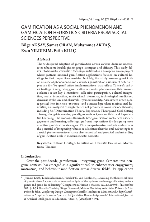 (PDF) GAMIFICATION AS A SOCIAL PHENOMENON AND GAMIFICATION HEURISTICS ...