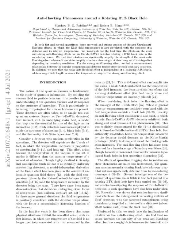 (PDF) Anti-Hawking phenomena around a rotating BTZ black hole
