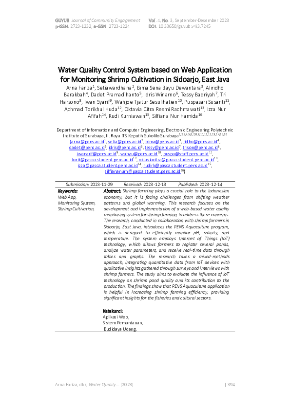 (PDF) Water Quality Control System based on Web Application for ...
