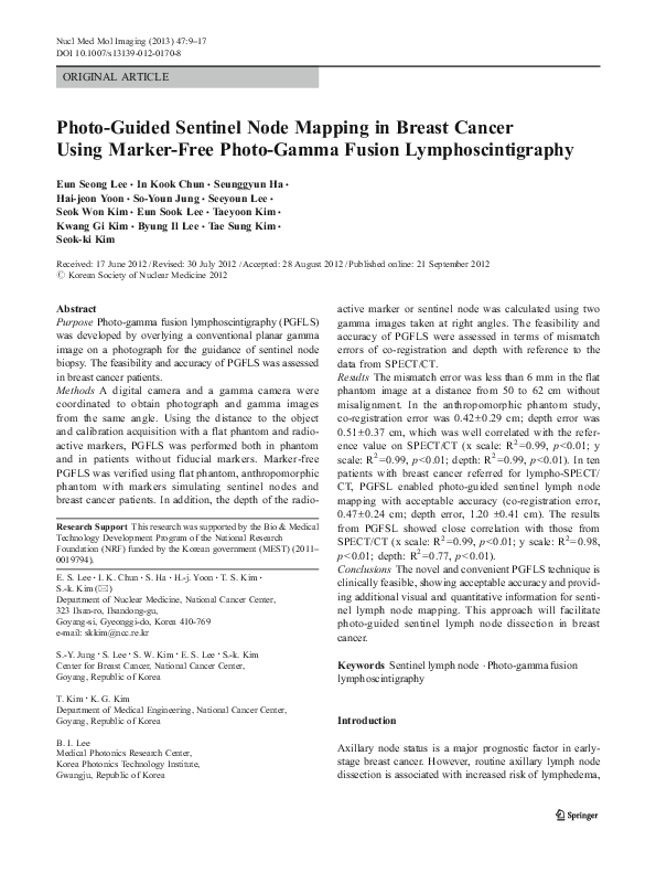 (PDF) Photo-Guided Sentinel Node Mapping in Breast Cancer Using Marker ...