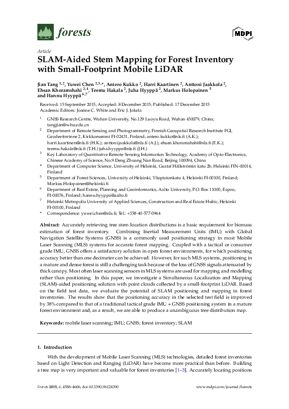 (PDF) SLAM-Aided Stem Mapping for Forest Inventory with Small-Footprint ...