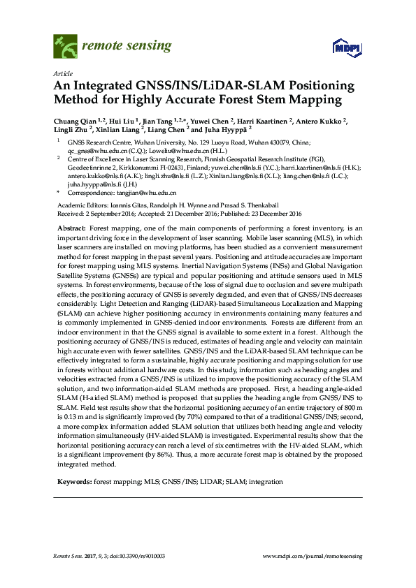 (PDF) An Integrated GNSS/INS/LiDAR-SLAM Positioning Method for Highly ...