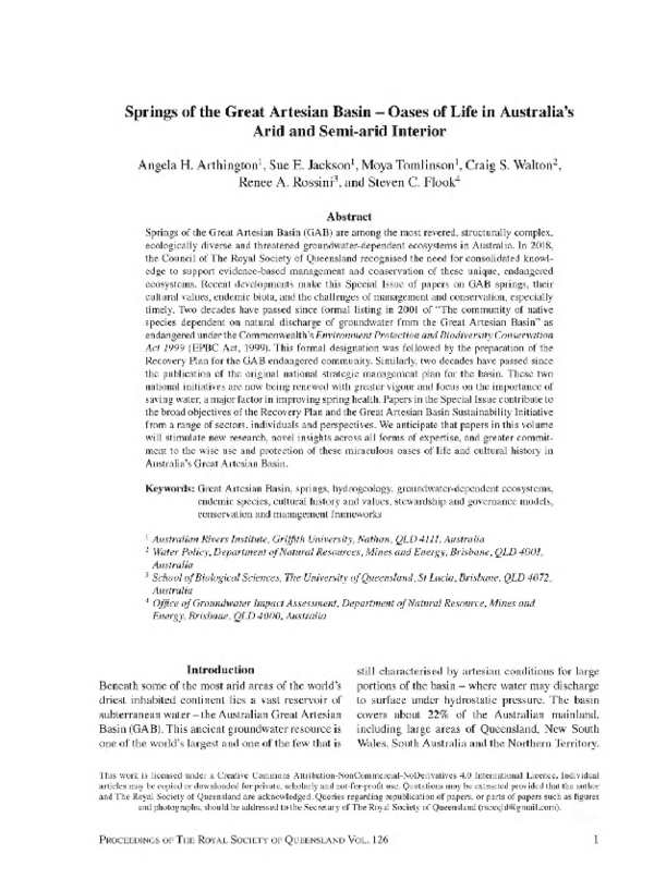 (PDF) Springs of the great artesian basin – oases of life in australia ...