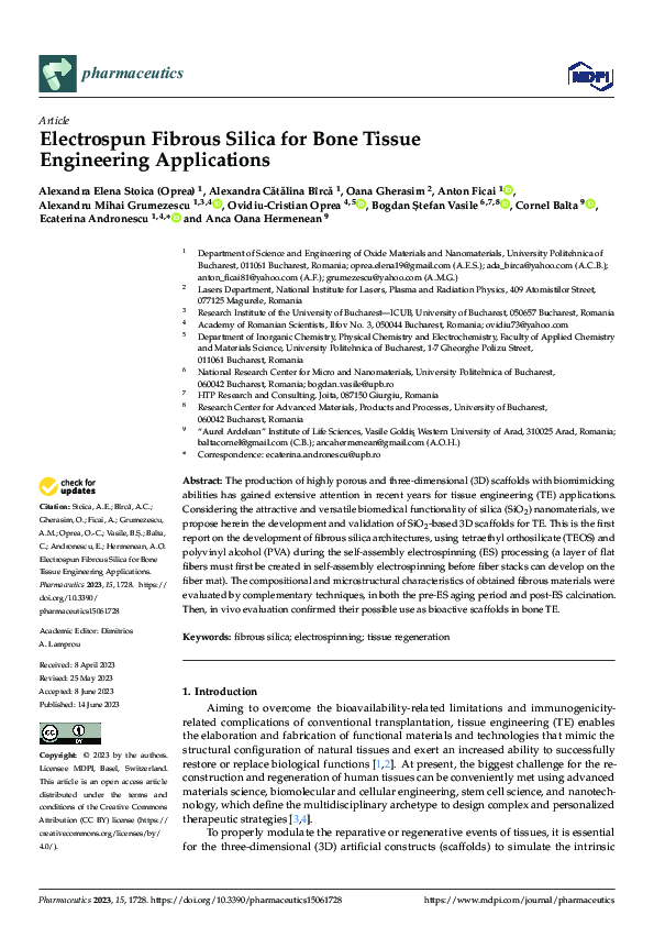 (PDF) Electrospun Fibrous Silica for Bone Tissue Engineering Applications
