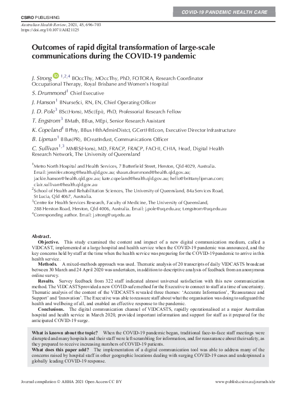 (PDF) Outcomes of rapid digital transformation of large-scale ...