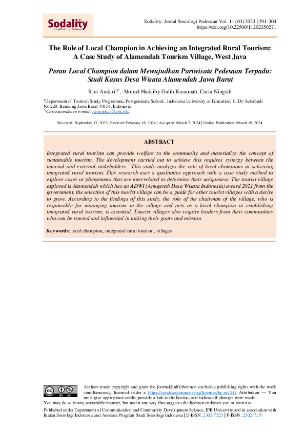 (PDF) The Role of Local Champion in Achieving an Integrated Rural ...