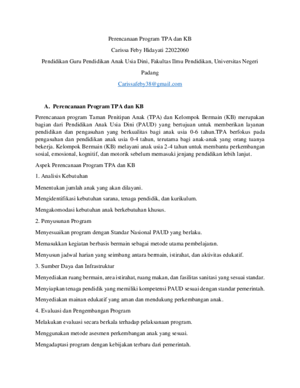 (PDF) Perencanaan Program TPA dan KB