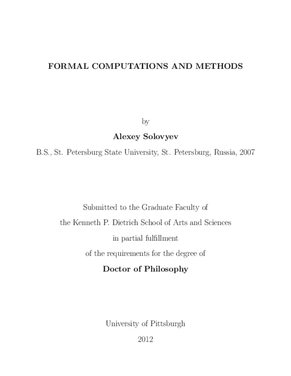 (PDF) Formal computations and methods