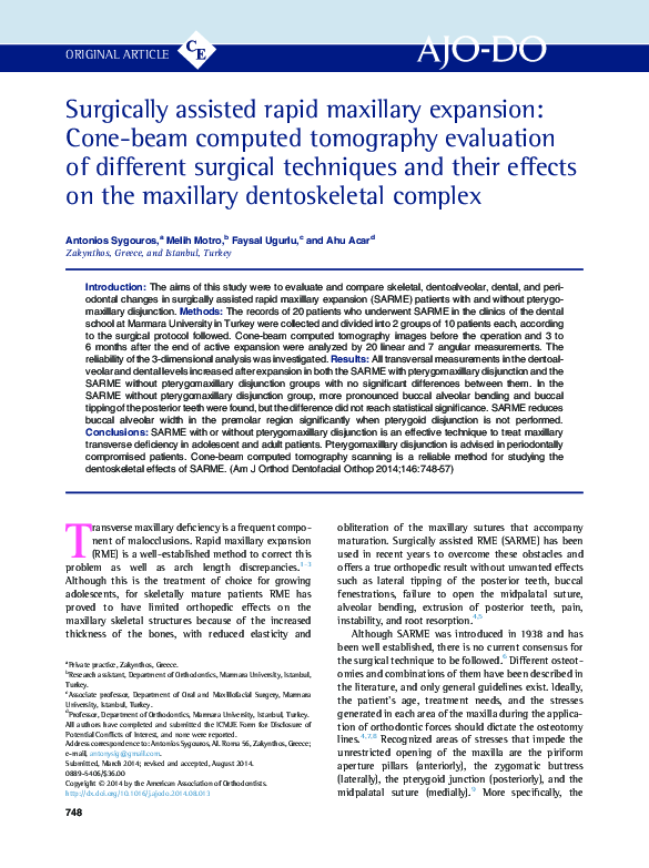 (PDF) Surgically assisted rapid maxillary expansion: Midfacial and ...