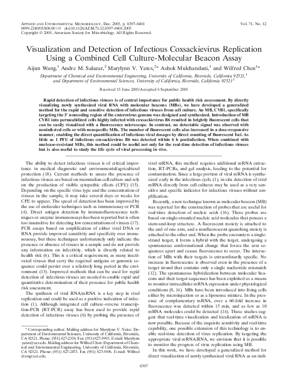 (PDF) Visualization and Detection of Infectious Coxsackievirus ...