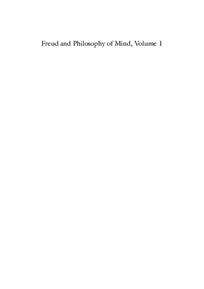 (PDF) Freud and Philosophy of Mind, Volume 1