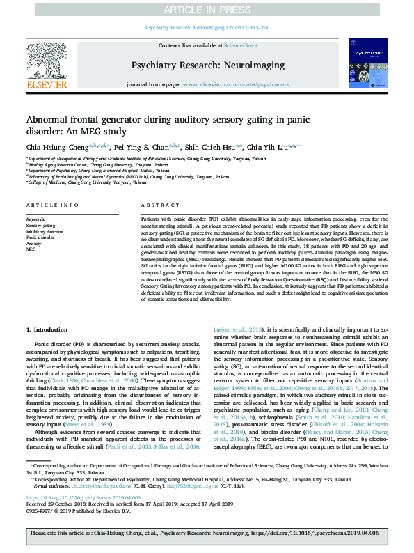 (PDF) Abnormal frontal generator during auditory sensory gating in ...