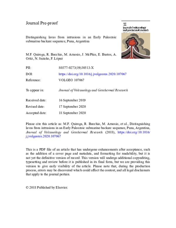 (PDF) Distinguishing lavas from intrusions in an Early Paleozoic ...