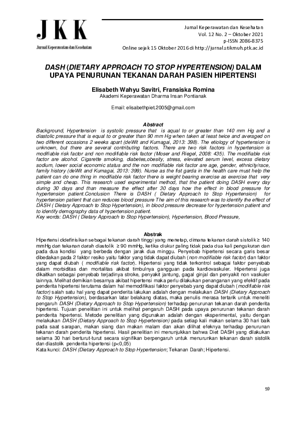 (PDF) Dash (Dietary Approach to Stop Hypertension) Dalam Upaya ...