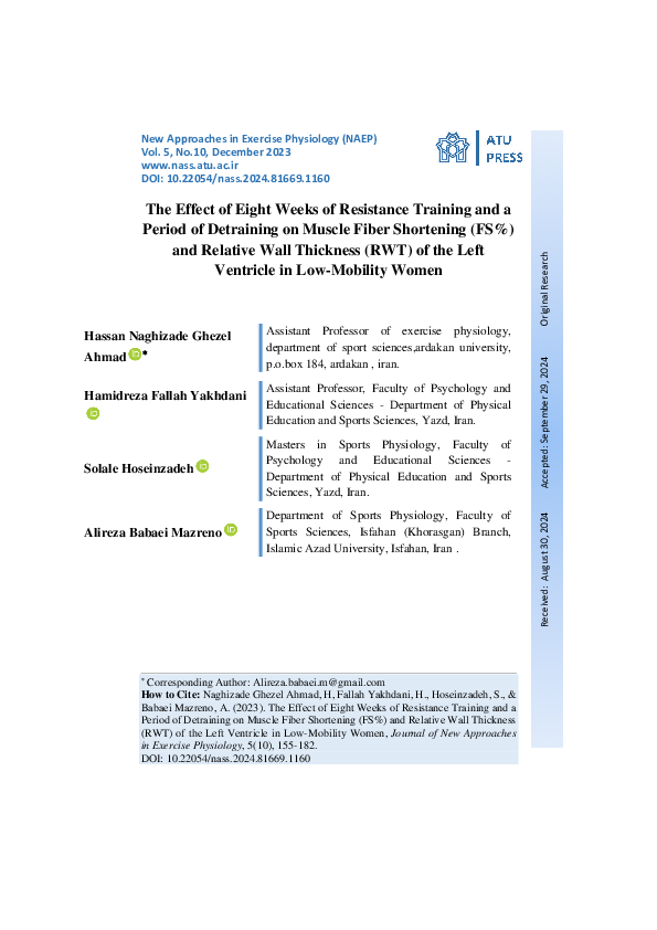 (PDF) The Effect of Eight Weeks of Resistance Training and a Period of ...
