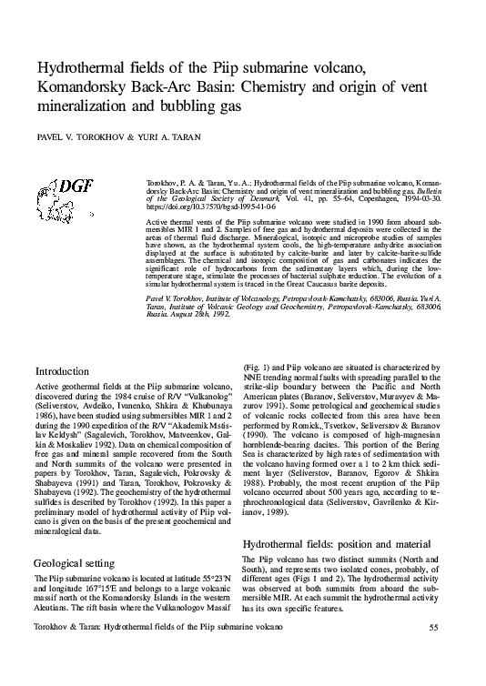 (PDF) Hydrothermal fields of the Piip submarine volcano, Komandorsky ...